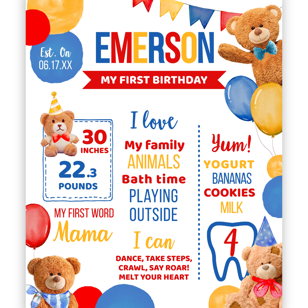 Bear Birthday Board – PrinterFairy