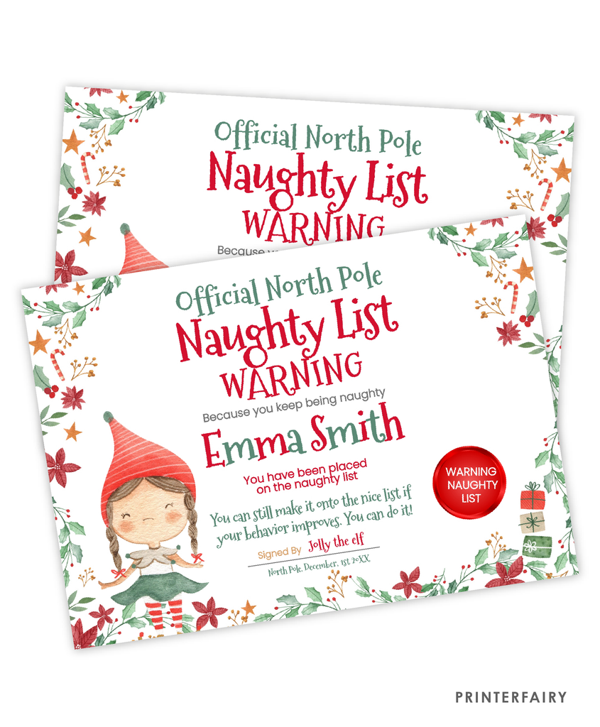Naughty or Nice List Certificate | PrinterFairy
