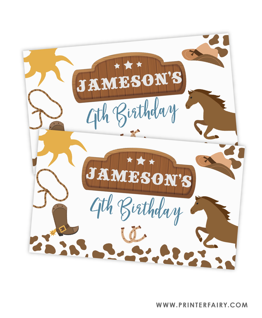 Rodeo Party Favor Box Labels | PrinterFairy