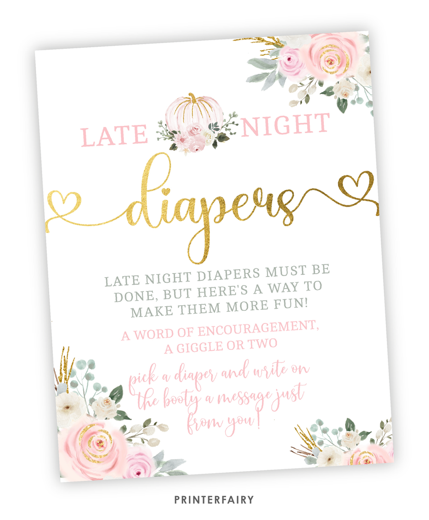Pumpkin Late Night Diapers Sign Printerfairy