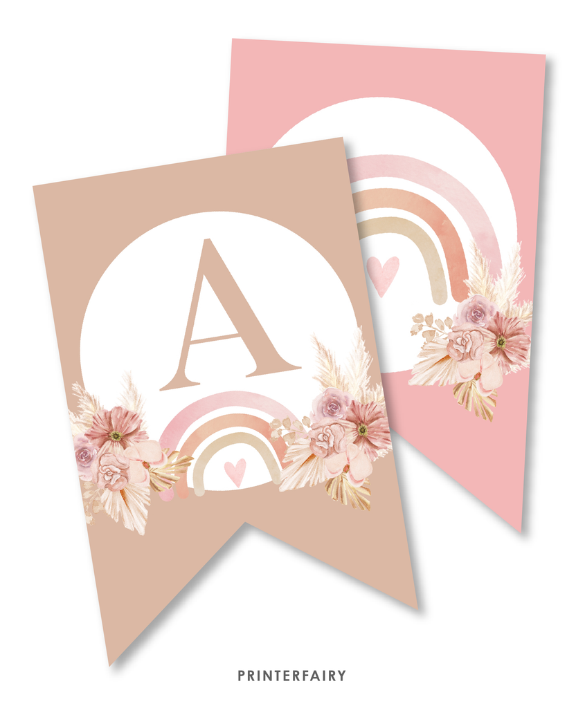 Boho Rainbow Party Banner | PrinterFairy