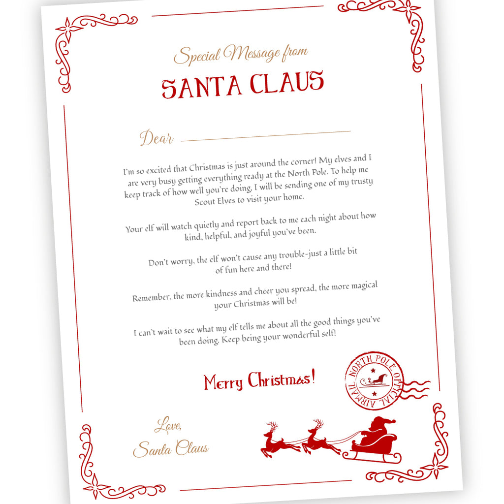 Santa Claus Elf Letter Editable Template – PrinterFairy