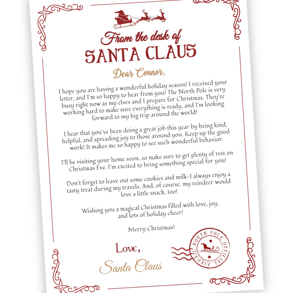 Letter from Santa Editable Template – PrinterFairy