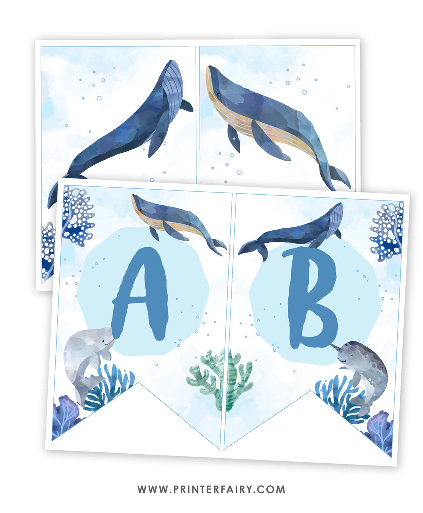Whales Birthday Party Banner | PrinterFairy