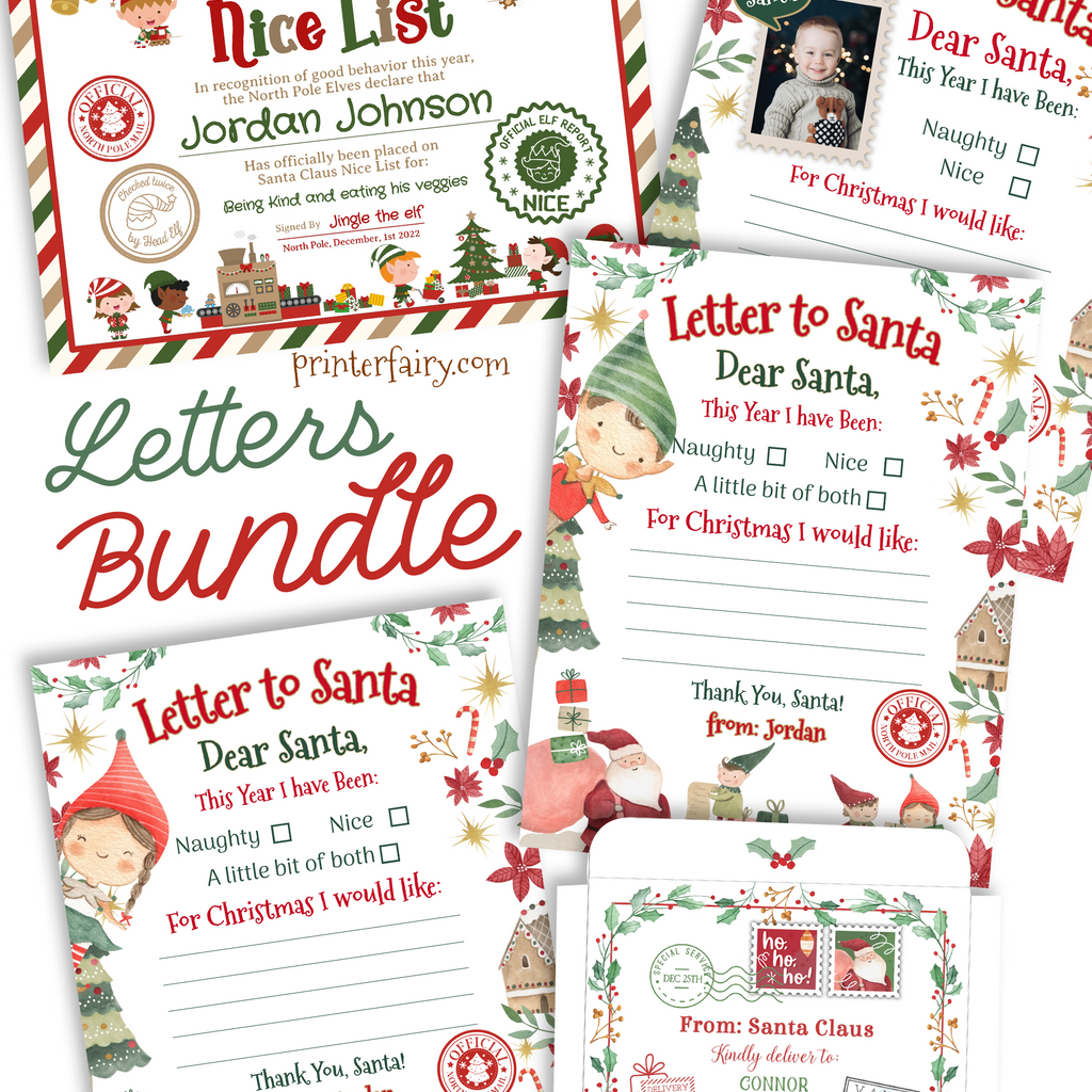 BUNDLE Printable Letters to Santa – PrinterFairy