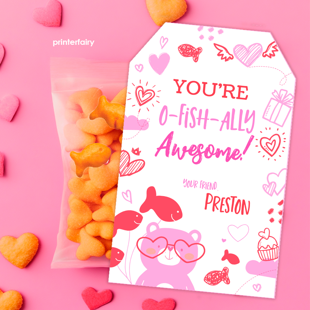 Valentine's Day Printable Tag for Goldfish Crackers – PrinterFairy