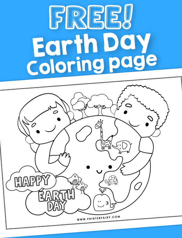 Earth Day Coloring Page | PrinterFairy