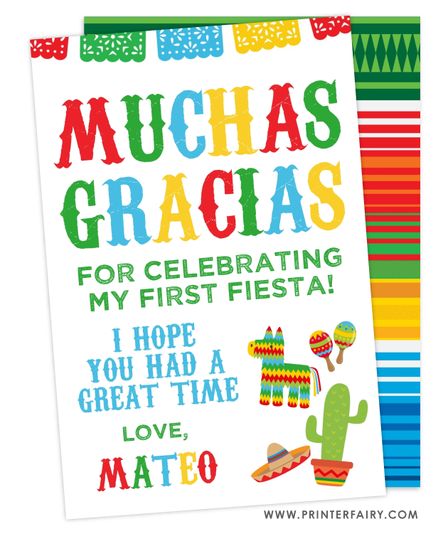 Fiesta Thank You Card | PrinterFairy