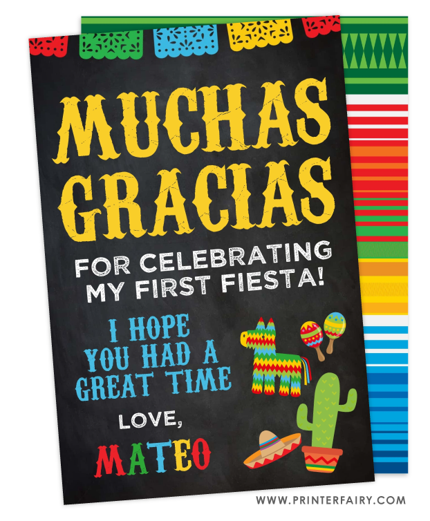 Fiesta Thank You Card | PrinterFairy