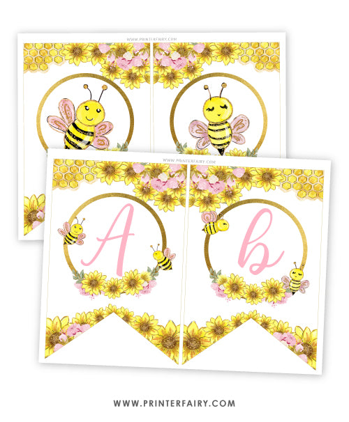 Bee Happy Birthday Banner | PrinterFairy
