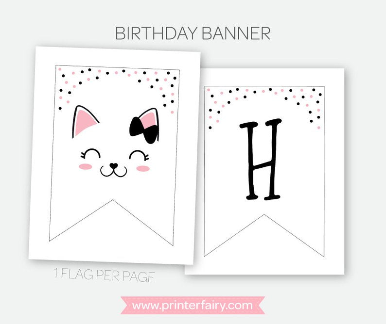 Kitty Cat Printable Banner | PrinterFairy