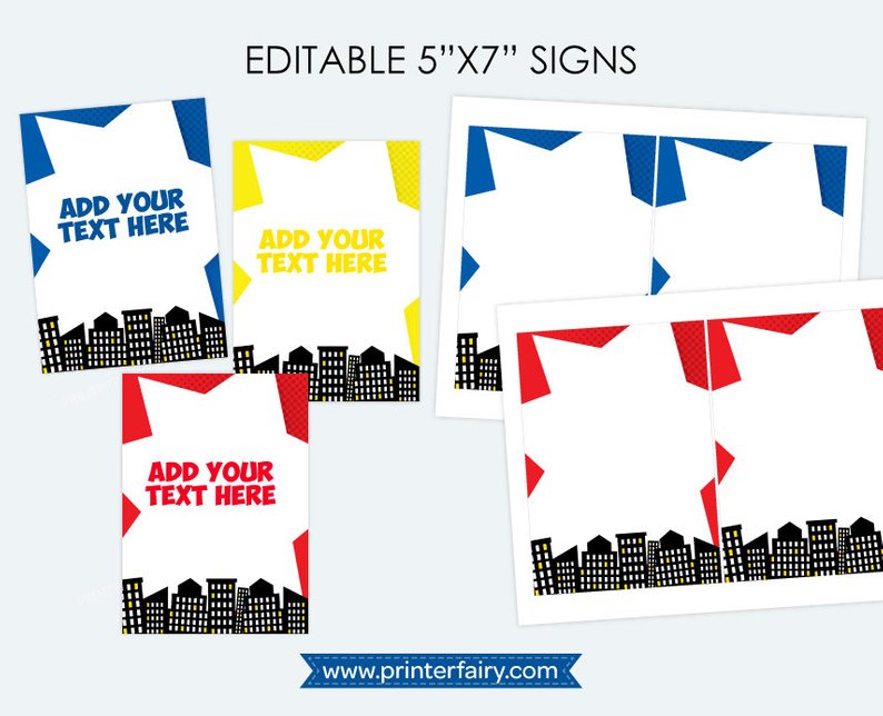 Superhero Editable Sign | PrinterFairy