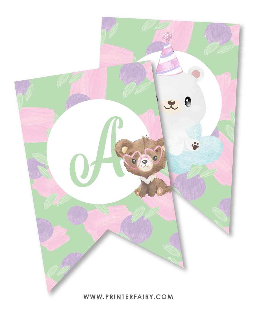 Bear Happy Birthday Banner | PrinterFairy