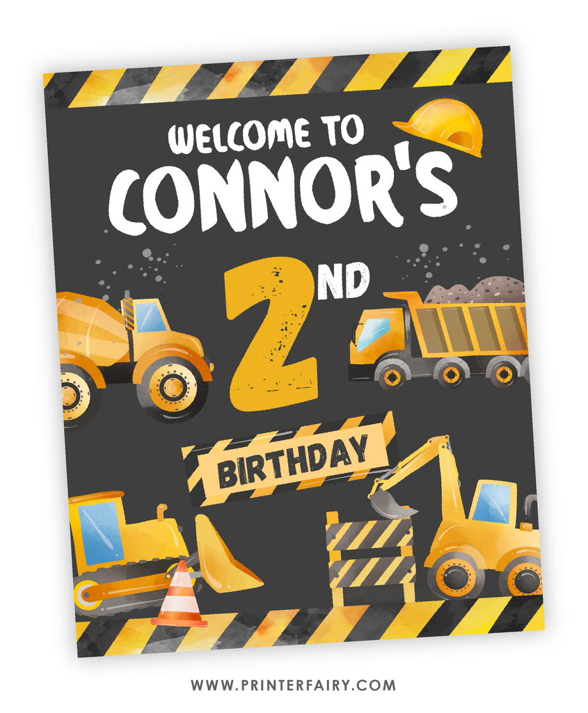 Construction Birthday Welcome Sign | PrinterFairy