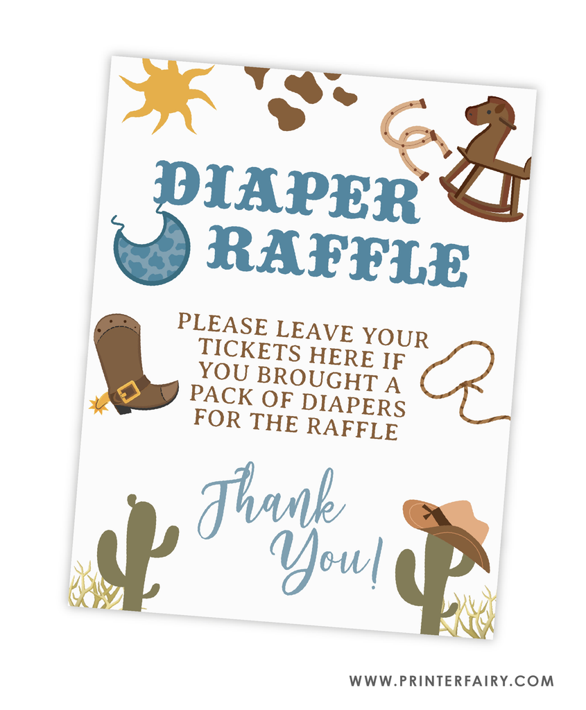 Cowboy Baby Shower Diaper Raffle | PrinterFairy