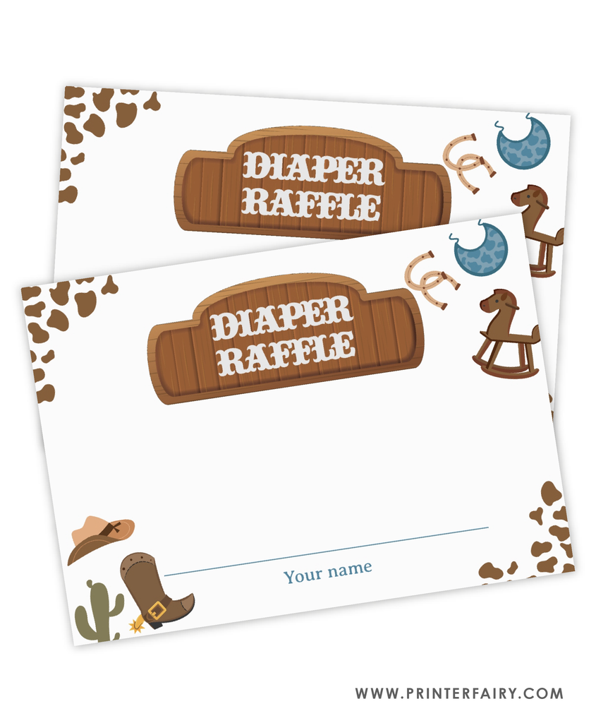 Cowboy Baby Shower Diaper Raffle | PrinterFairy