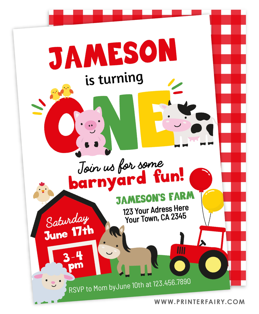 Farm First Birthday Invitation | PrinterFairy