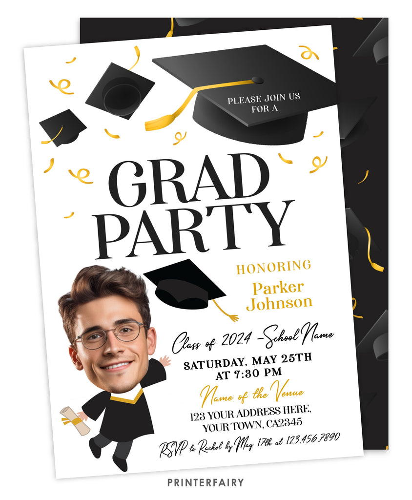 Graduation Party Invitation with Photo | PrinterFairy