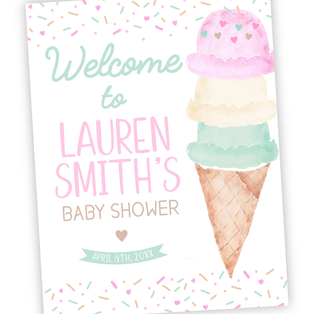 Ice Cream Baby Shower Welcome Sign – PrinterFairy