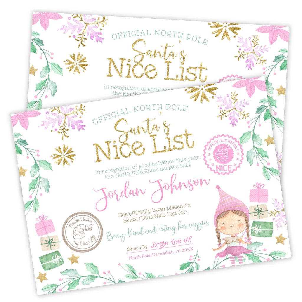Nice List Certificate – PrinterFairy