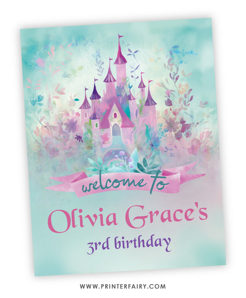 Princess Castle Birthday Welcome Sign | PrinterFairy