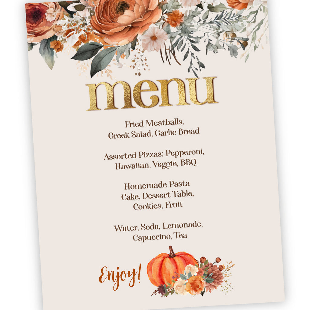 Floral Pumpkin Menu – PrinterFairy