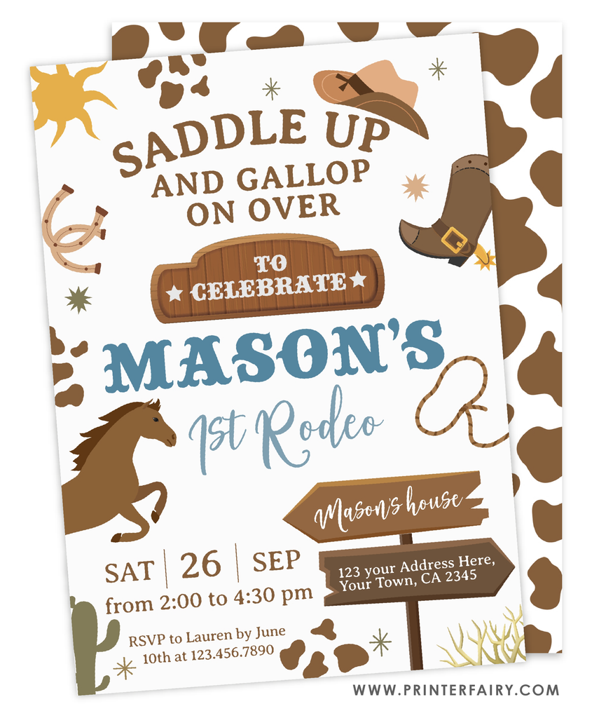 Rodeo First Birthday Invitation | PrinterFairy