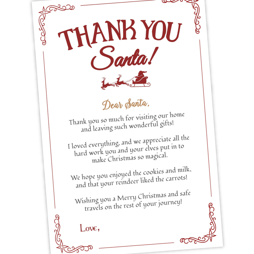 Santa Claus Editable Thank You Cards – PrinterFairy