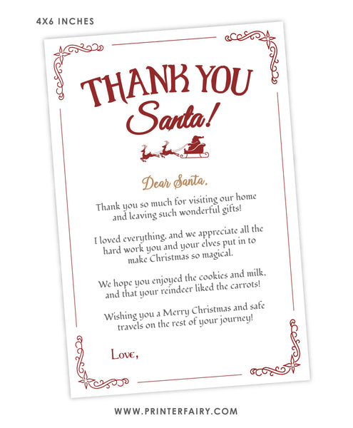Santa Claus Editable Thank You Cards – PrinterFairy
