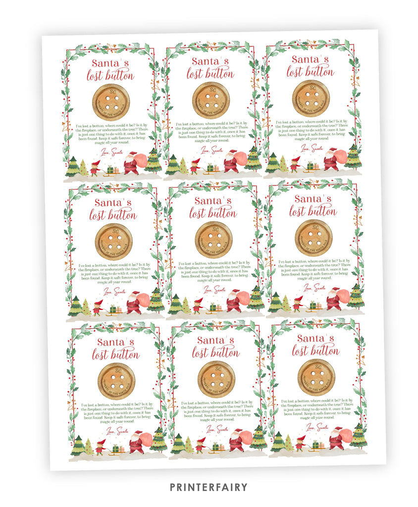 Santa Claus Lost Button Card | PrinterFairy