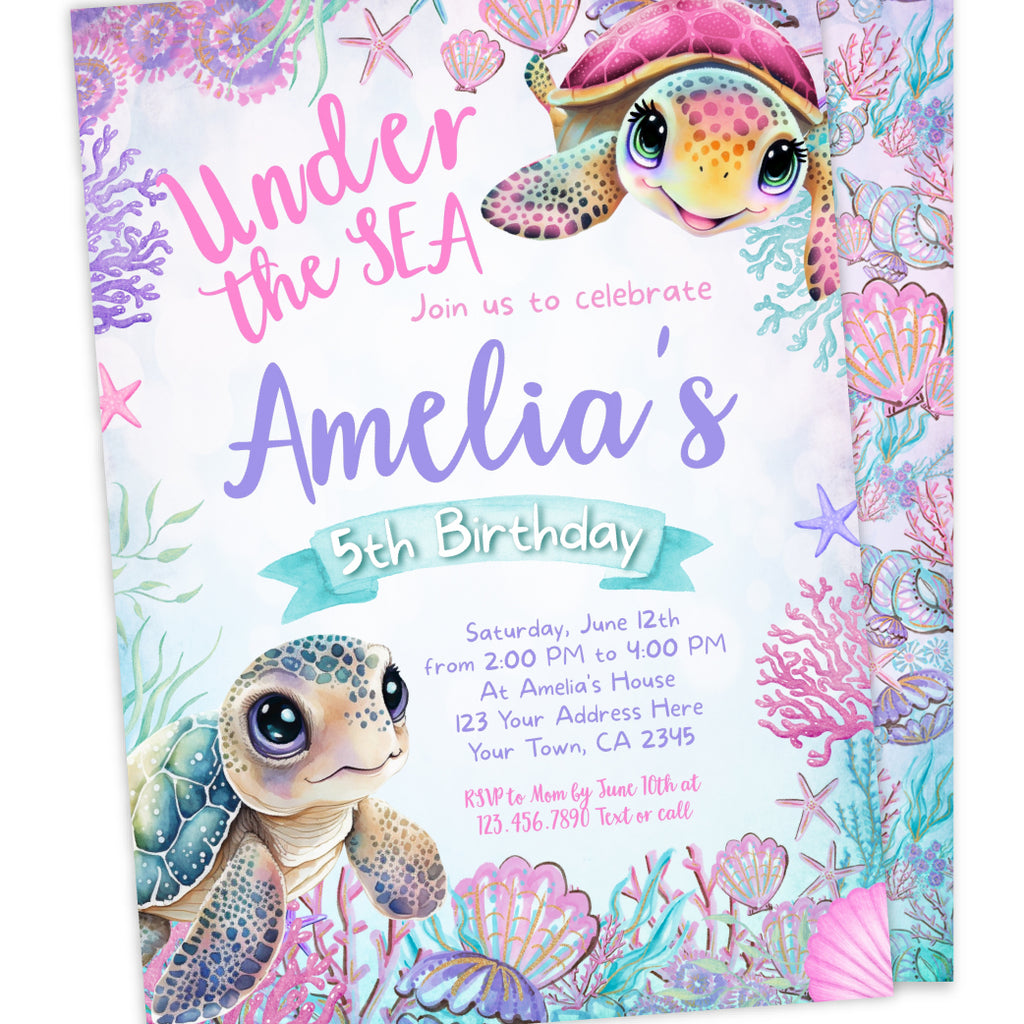 Sea Turtle Birthday Invitation – PrinterFairy