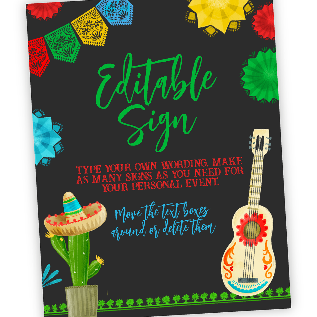Fiesta Birthday Party Editable Sign – PrinterFairy