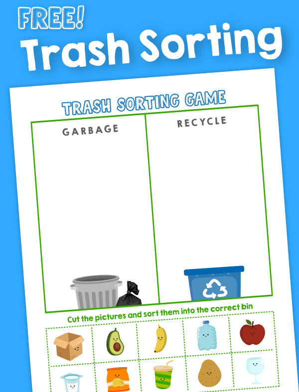 Trash Sorting printable game – PrinterFairy