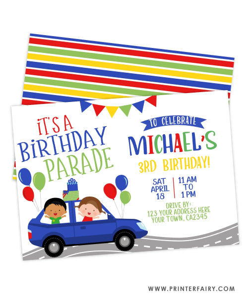 Drive Through Birthday Party Invitation | PrinterFairy