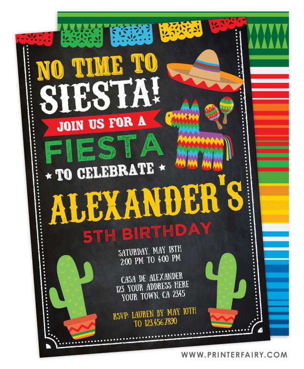 Fiesta Birthday Invitation | PrinterFairy
