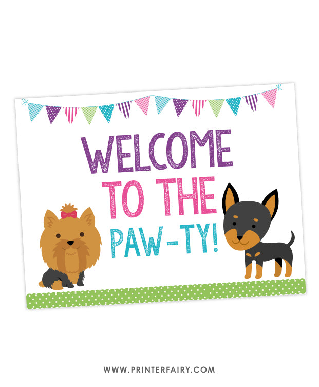 Puppy Party Welcome Sign | PrinterFairy