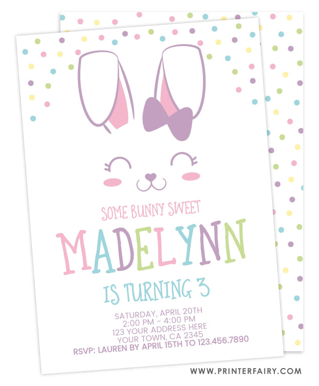 Bunny Birthday Party Invitation | PrinterFairy