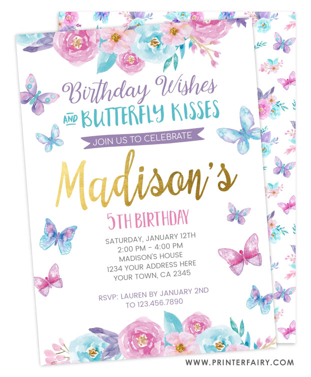 Butterfly Birthday Party Invitation | PrinterFairy