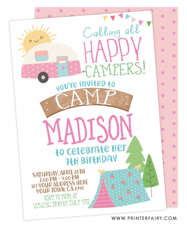 Camping Party Invitation | PrinterFairy