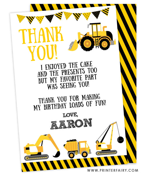 Construction Thank You Card | PrinterFairy