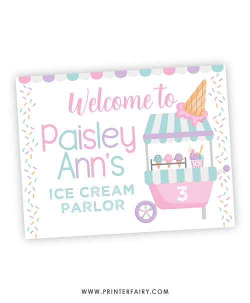 Ice Cream Welcome Sign | PrinterFairy