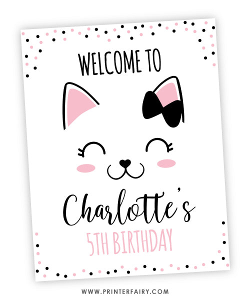 Kitty Cat Welcome Sign | PrinterFairy
