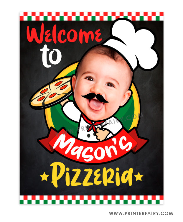 Pizza Welcome Sign with Photo | PrinterFairy