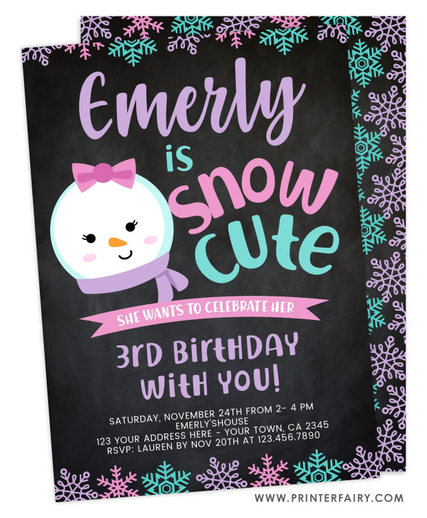 Snow Birthday Invitation | PrinterFairy