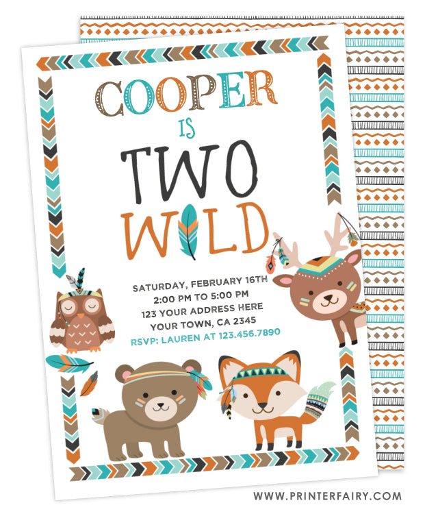 Two Wild Birthday Invitation | PrinterFairy